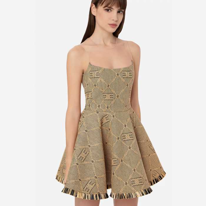 Vestido vuelo rafia e/halter tul - Kody